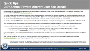2024 CBP Private Aircraft User Fee Decals Are Now Available